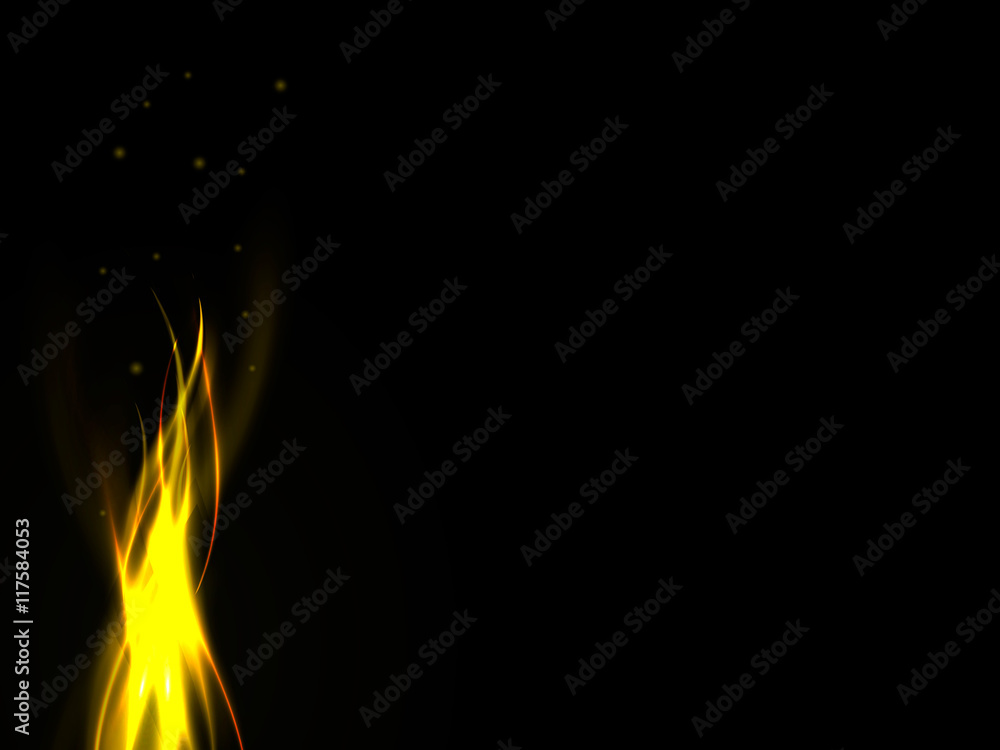 Abstract black background with a single flame and sparks Stock Vector ...