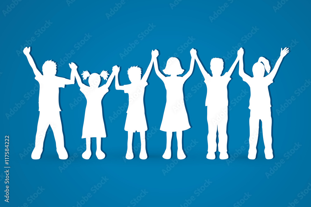 Children holding hands graphic vector. Stock Vector | Adobe Stock