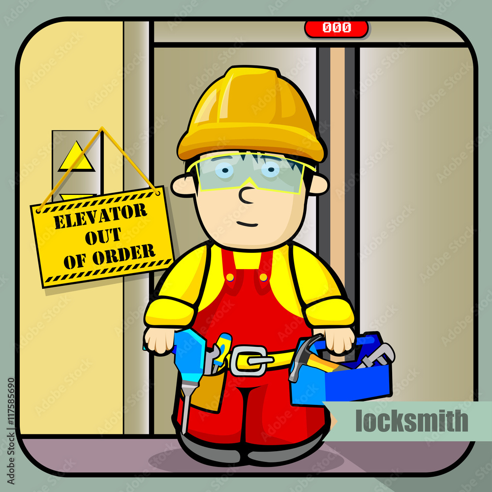 Vector person character portrait. Locksmith portrait isolated on ...