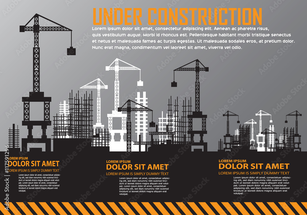 Building under Construction site,Construction infographics,Vector ...