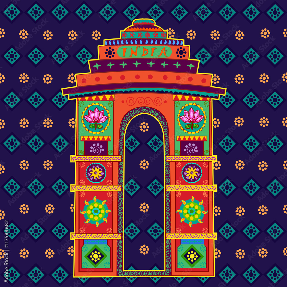 India Gate in Indian art style Stock Vector | Adobe Stock