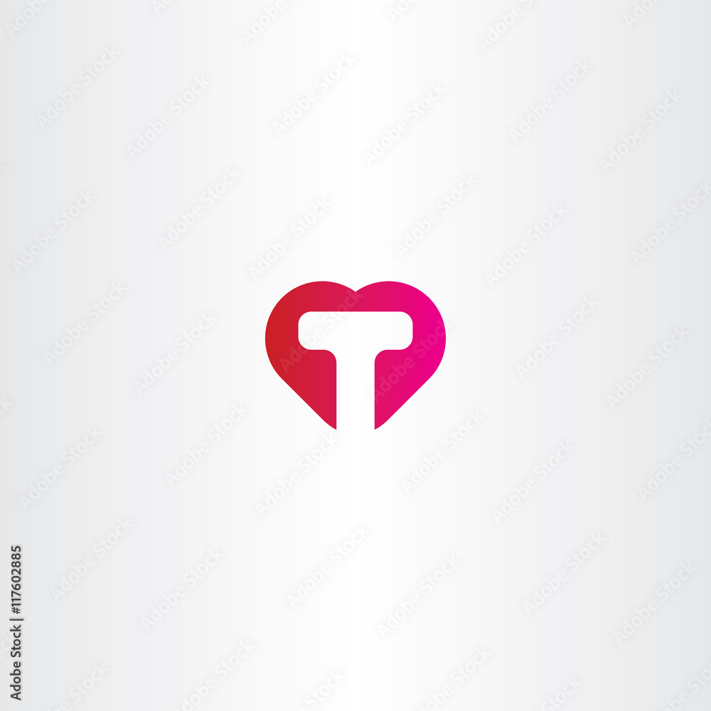 letter t heart icon logo vector Stock Vector | Adobe Stock