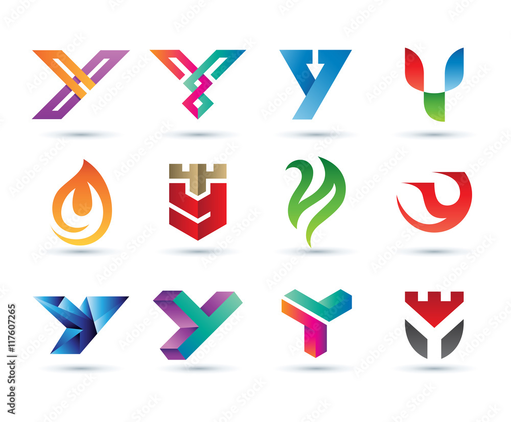 Set of Abstract Letter Y Logo - Vibrant and Colorful Icons Logos Stock ...