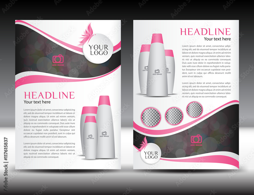 Pink business brochure flyer template design , magazine ads, poster ...