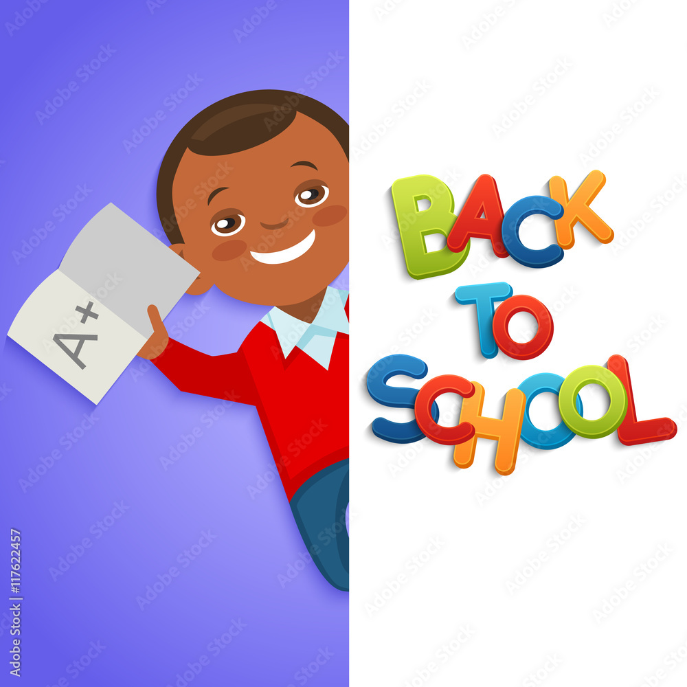 Back to school background with african american schoolboy Stock Vector ...