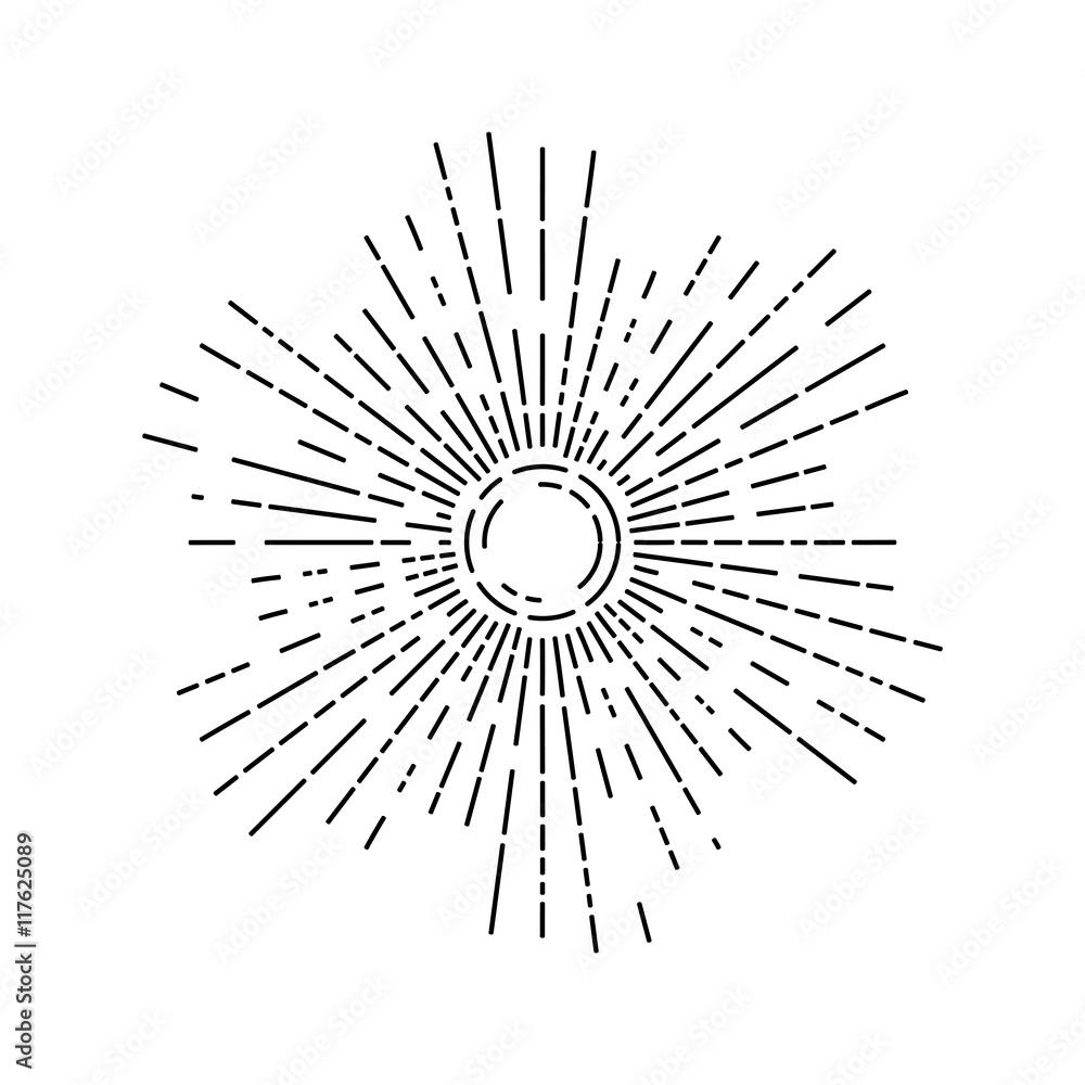 Linear drawing of rays of the sun Stock Vector | Adobe Stock