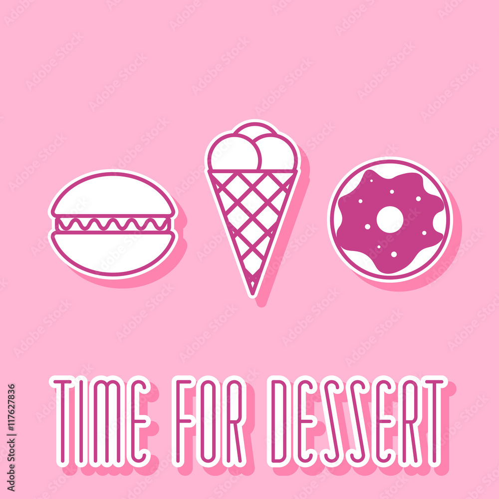 set of sweets icon in line style.color vector illustration isolated on ...