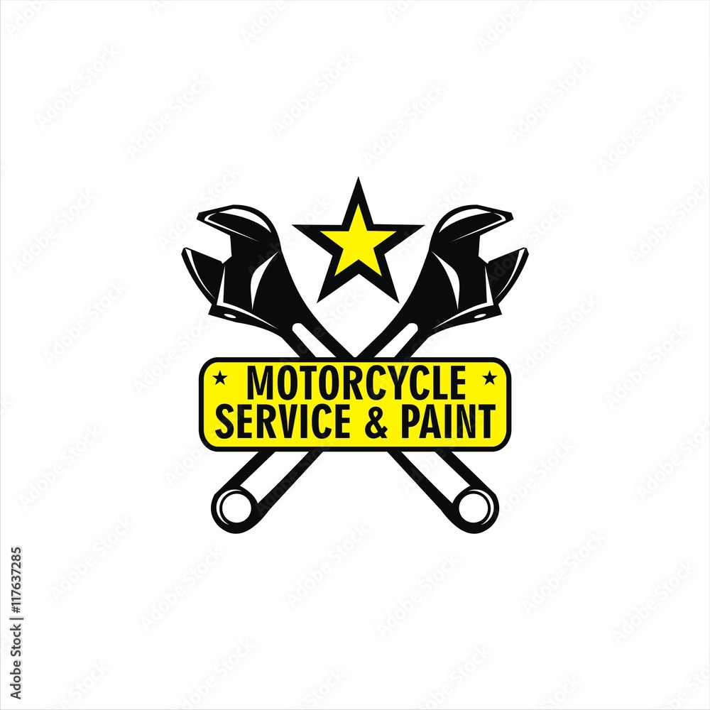 Vettoriale Stock Motorcycle repair wrench logo template | Adobe Stock