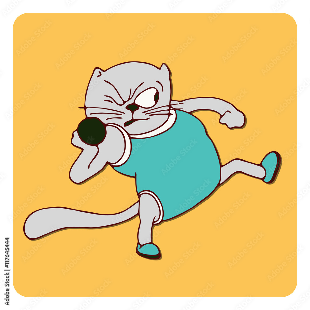 Cats athlete in sports wear. Shot putter. Cat putting the shot. Funny ...