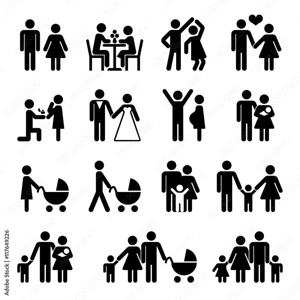 People family vector icon set. Love and life Stock Vector | Adobe Stock