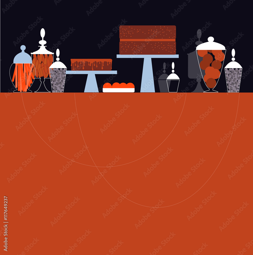 Candy Buffet with cake. Wedding dessert bar. Birthday sweet table ...