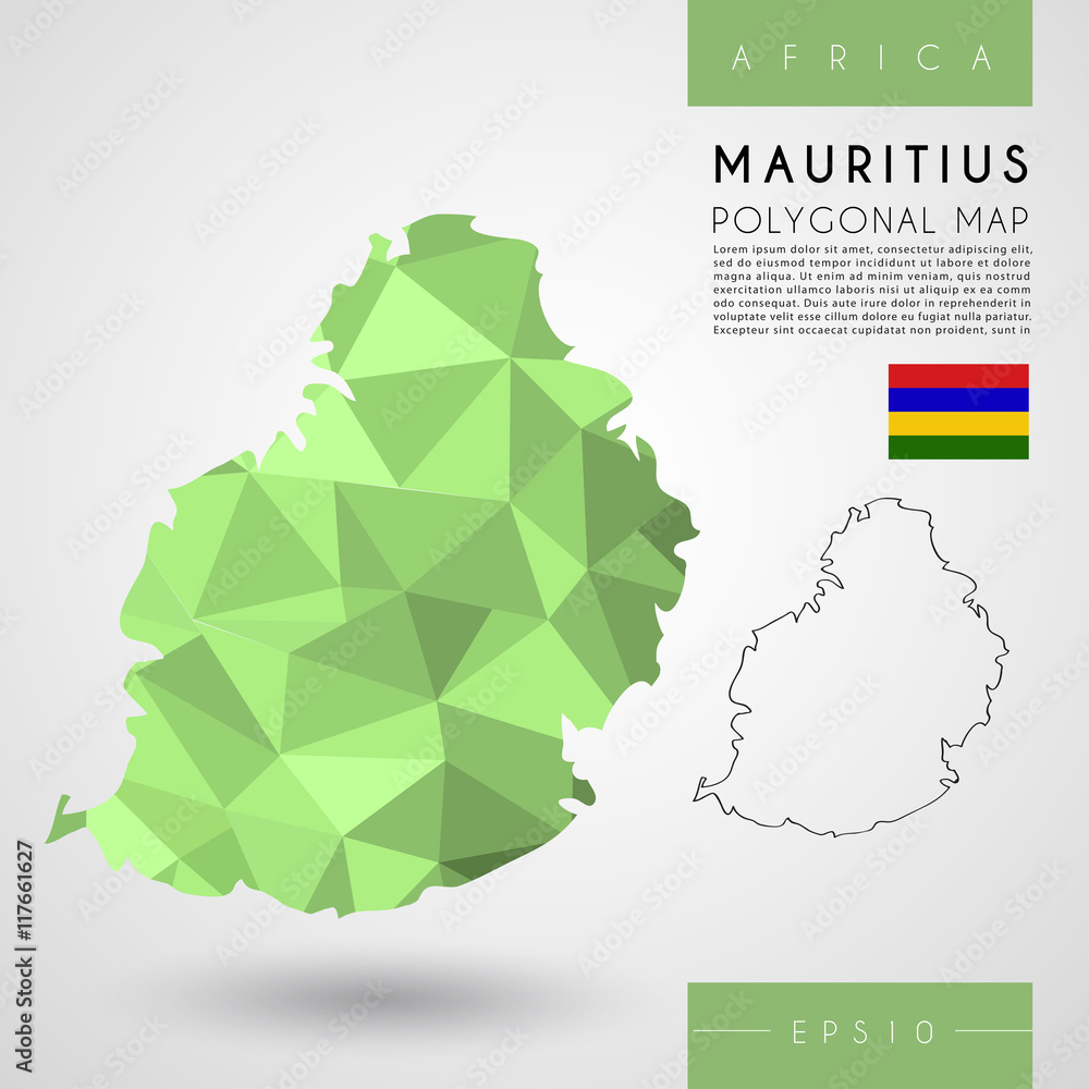 Mauritius : Low Poly Map : Vector Illustration Stock Vector | Adobe Stock