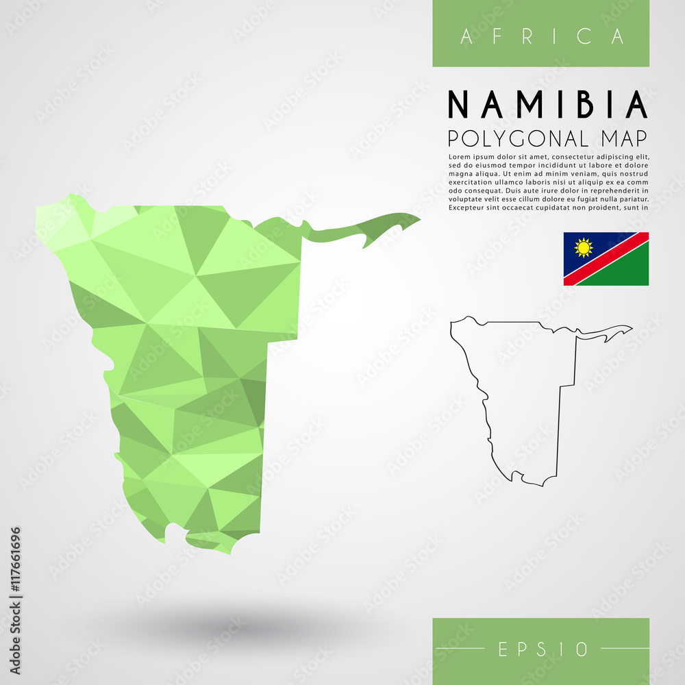 Namibia : Low Poly Map : Vector Illustration Stock Vector | Adobe Stock