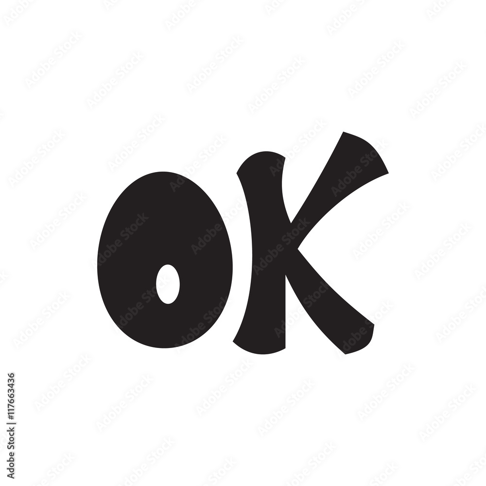 Word ok icon in simple style isolated on white background. Click and ...