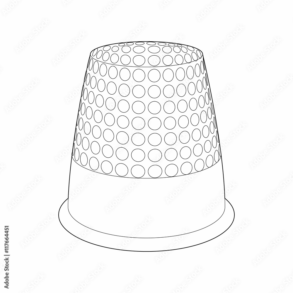 Thimble icon in outline style isolated on white background. Accessory ...