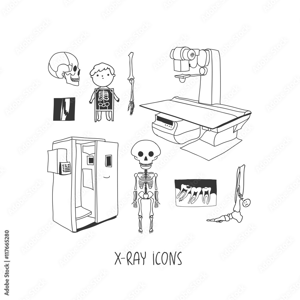 X-ray hand drawn icon set Stock Vector | Adobe Stock