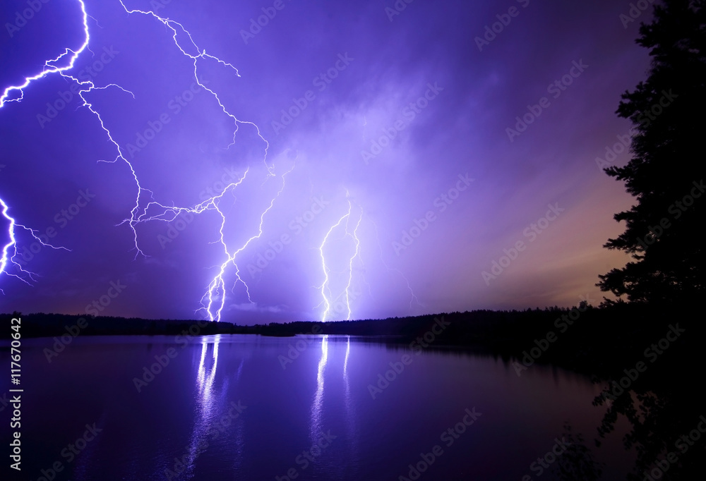 blue lightning bolts Stock Photo | Adobe Stock