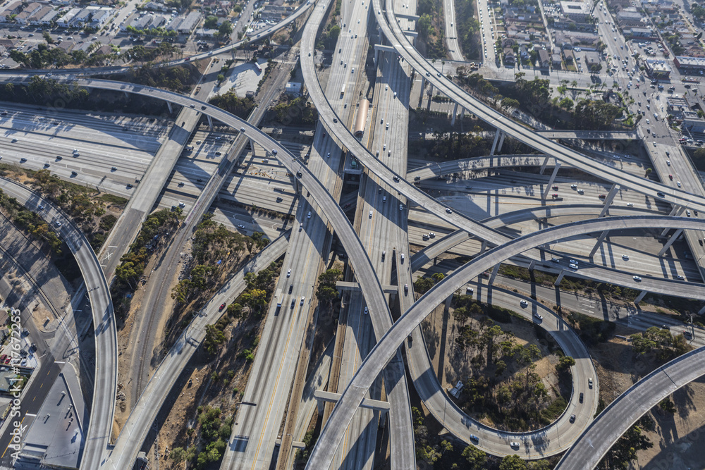 Los Angeles Freeway Interchange Ramps Aerial Stock Photo | Adobe Stock