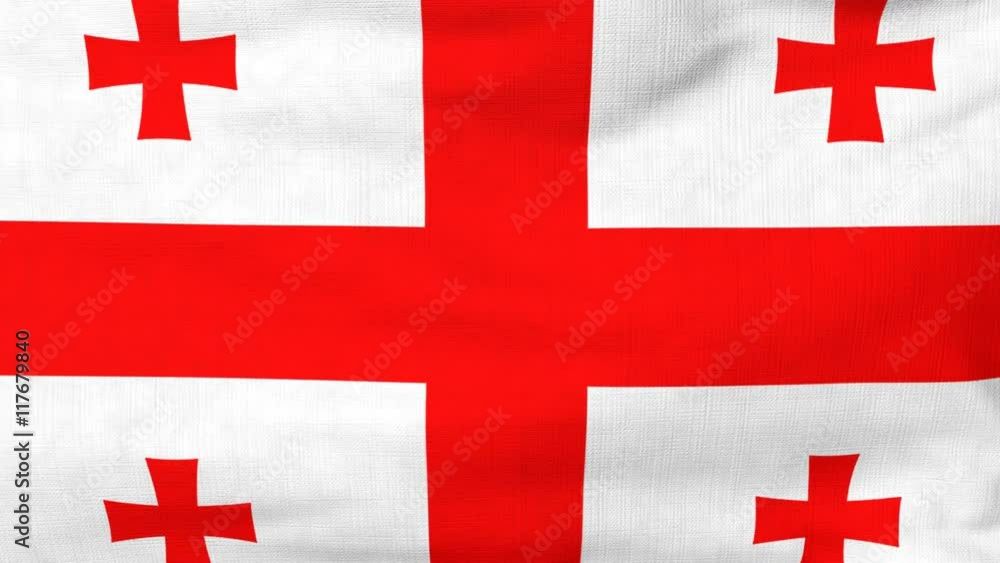 National flag of Georgia flying and waving on the wind. Sate symbol of ...