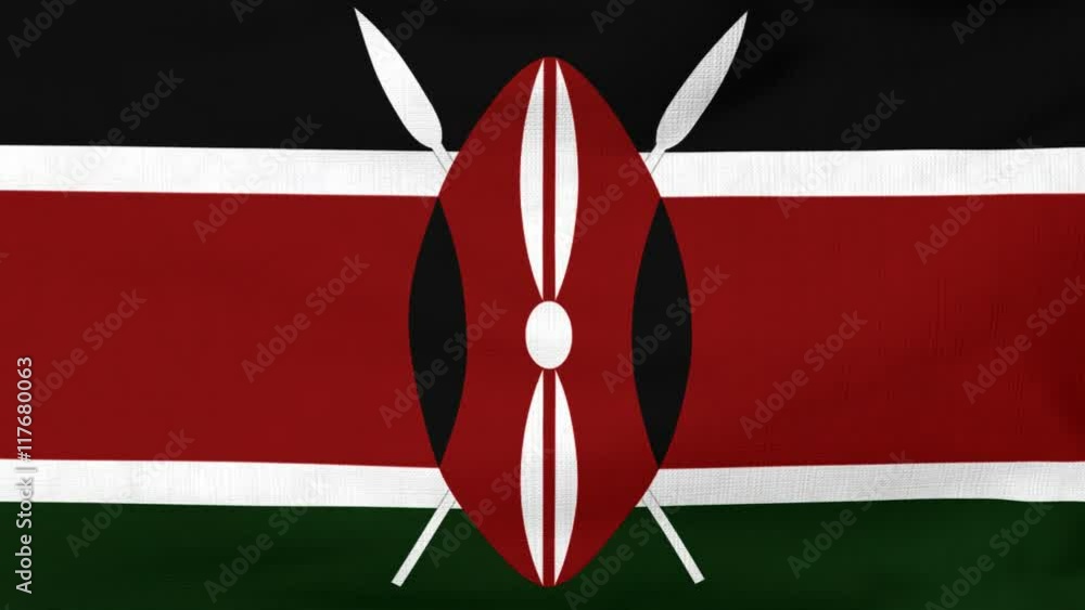 National flag of Kenya flying and waving on the wind. Sate symbol of ...