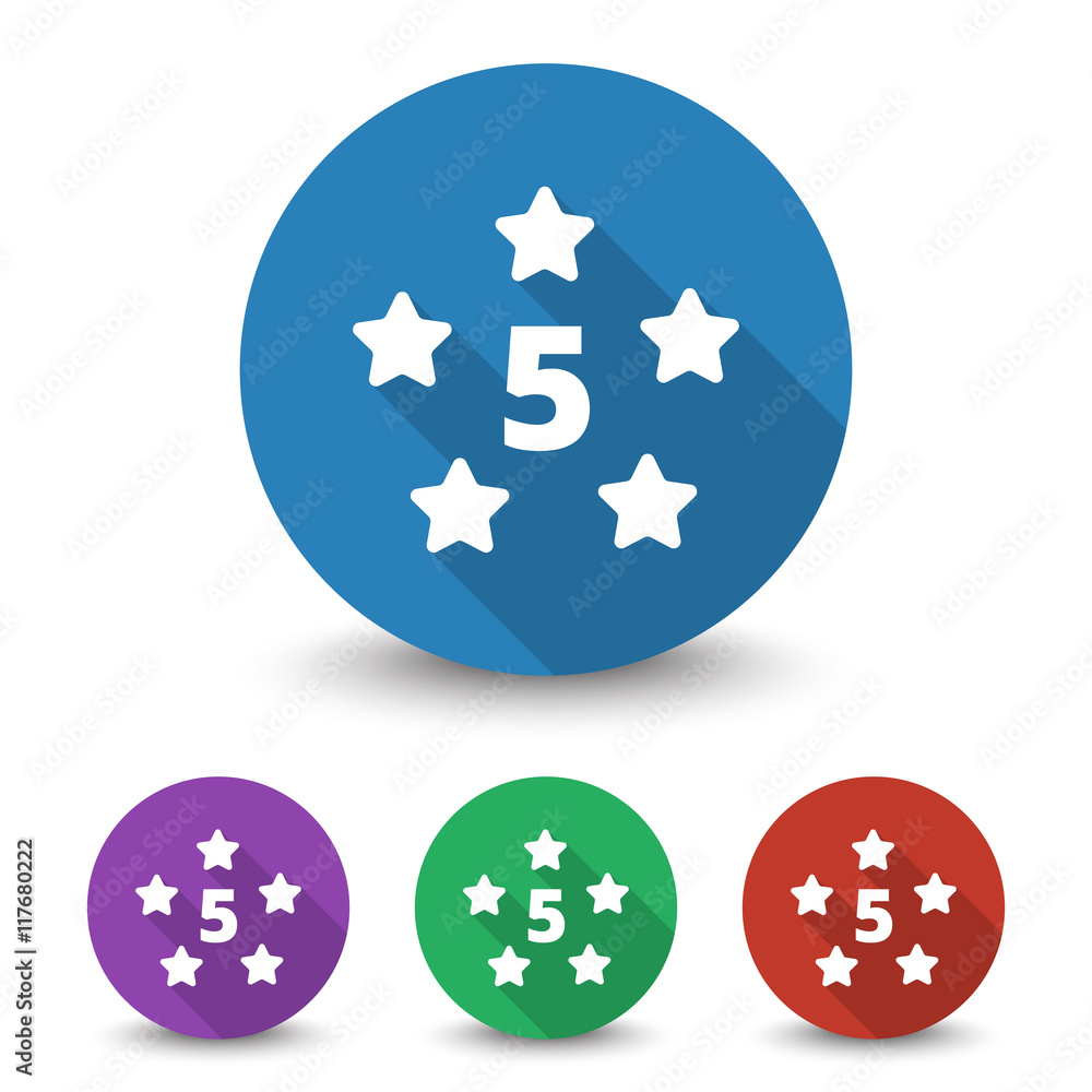 White Five Star icon in different colors set Stock Vector | Adobe Stock