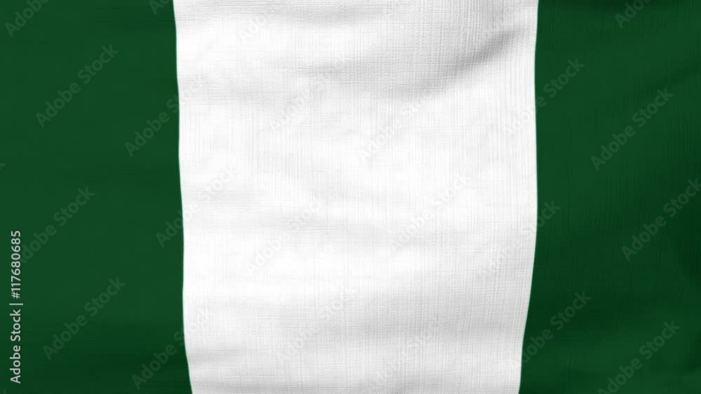 National flag of Nigeria flying and waving on the wind. Sate symbol of ...