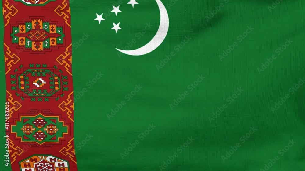 Video „national Flag Of Turkmenistan Flying And Waving On The Wind