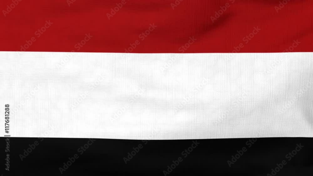 National flag of Yemen flying and waving on the wind. Sate symbol of ...