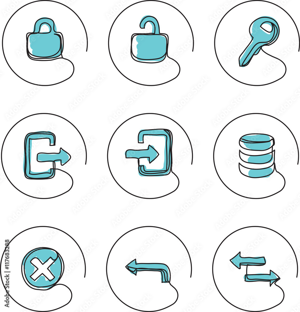 continuous line drawing icons - accounts security Stock Illustration ...
