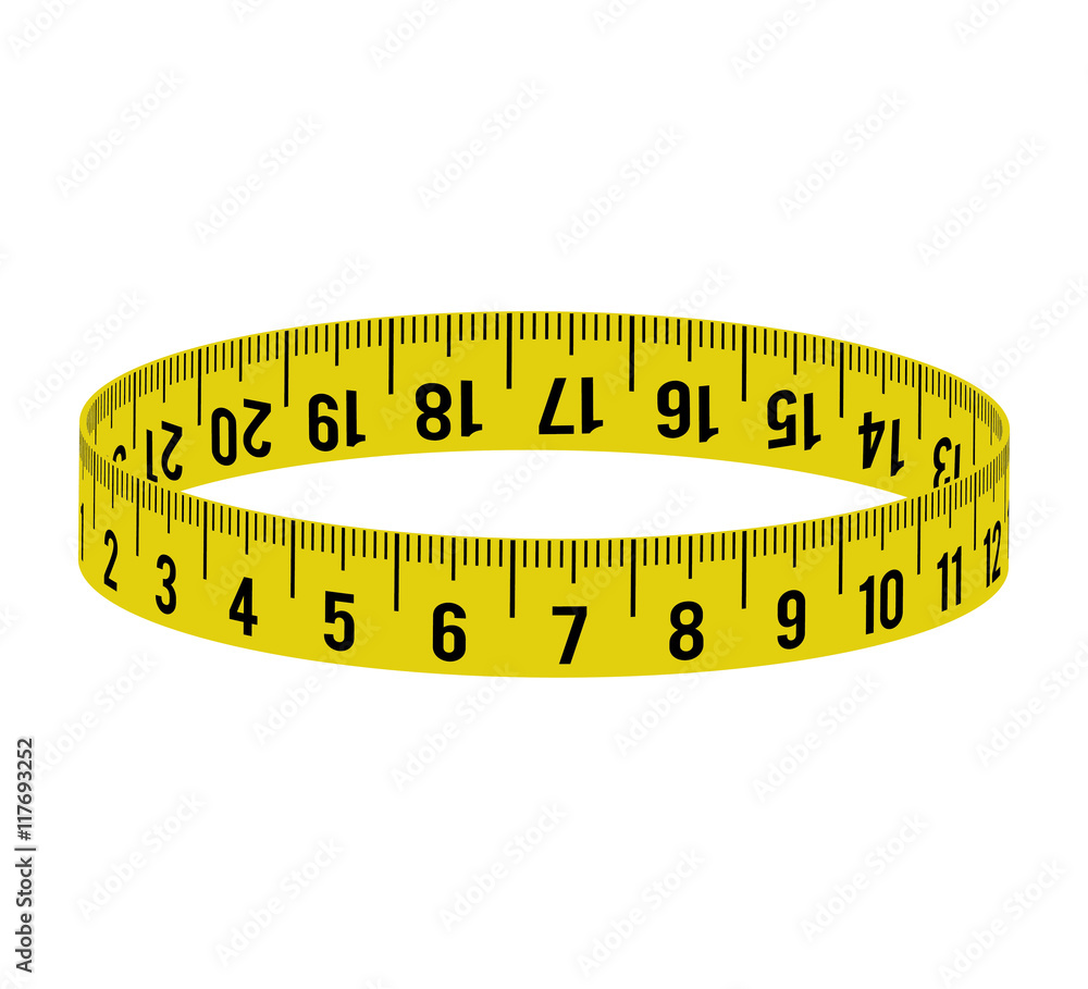 meter circle yellow tape measure tool icon. Isolated and flat ...
