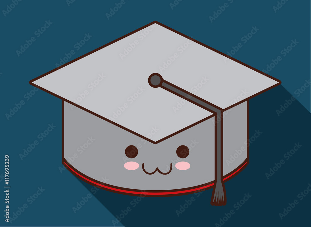 School design represented by kawaii graduation cap icon. Colorfull and ...