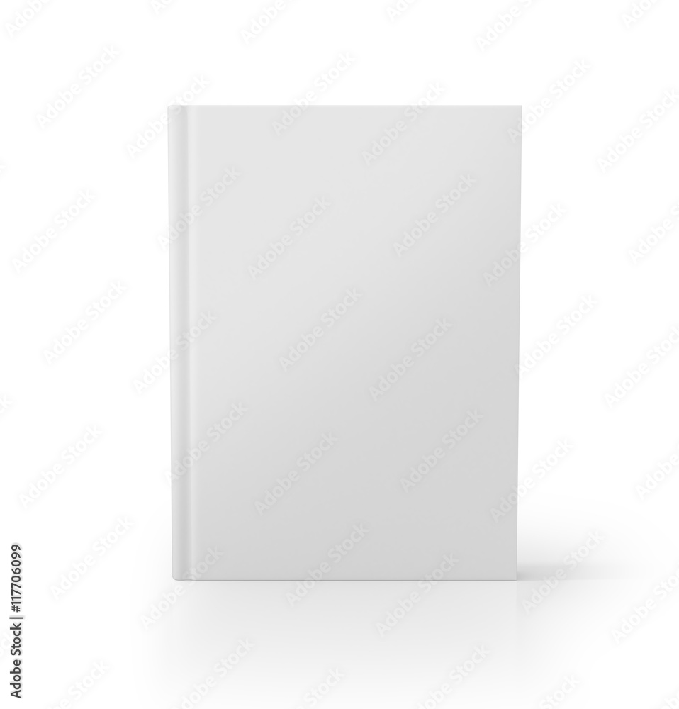Blank vertical book cover template with pages in front side standing on ...
