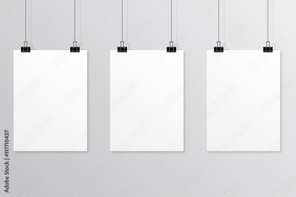 Hanging paper poster on wall poster. Vector illustration Stock Vector ...