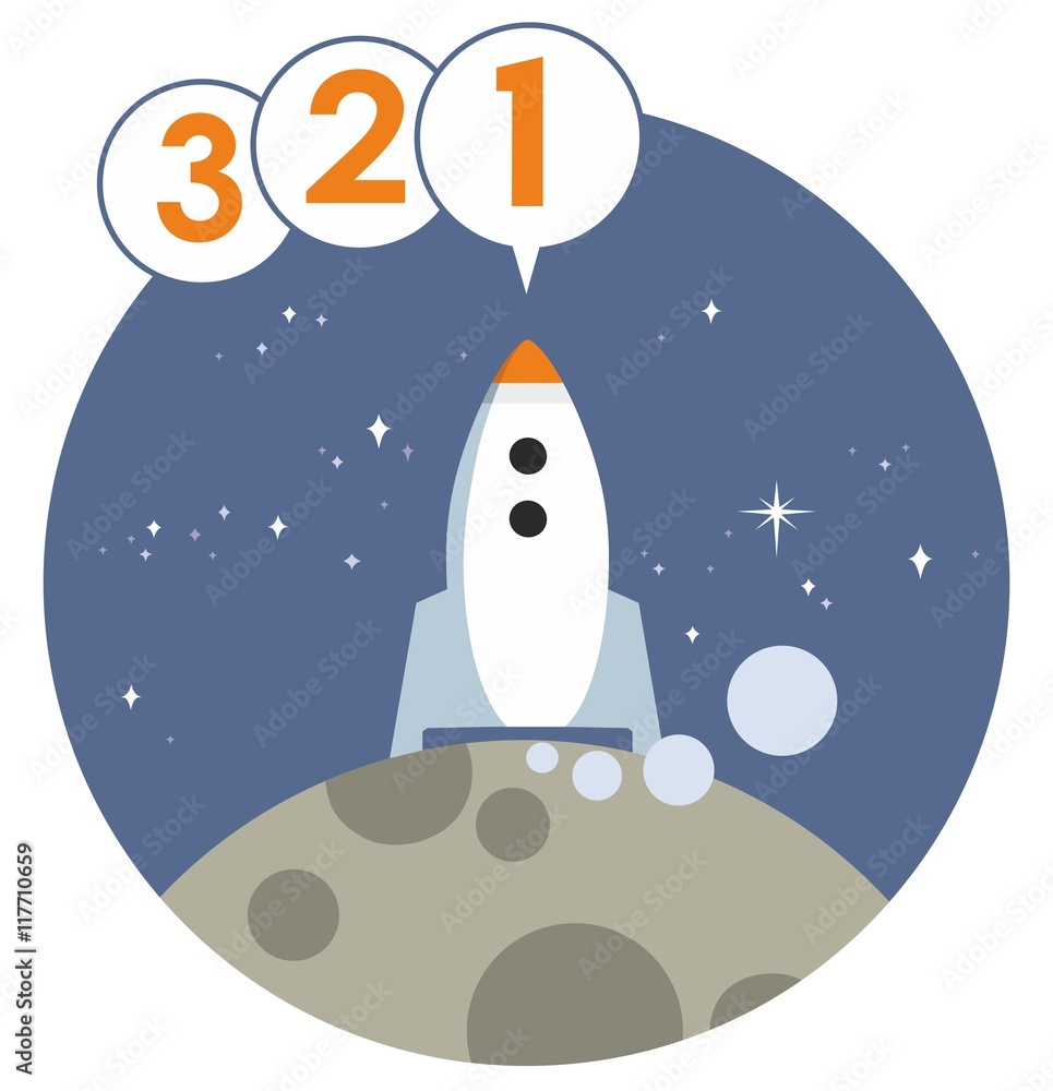 Rocket Launch Countdown Vector Graphic Stock Vector | Adobe Stock