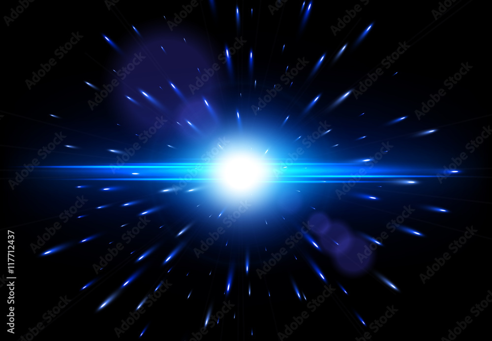 Explosion on a black background. Vector glowing light effect. Lens ...