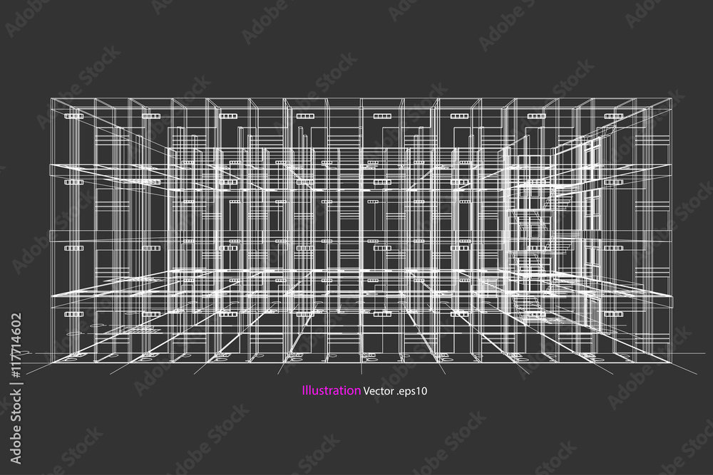 architecture abstract, 3d illustration, Top view building structure ...