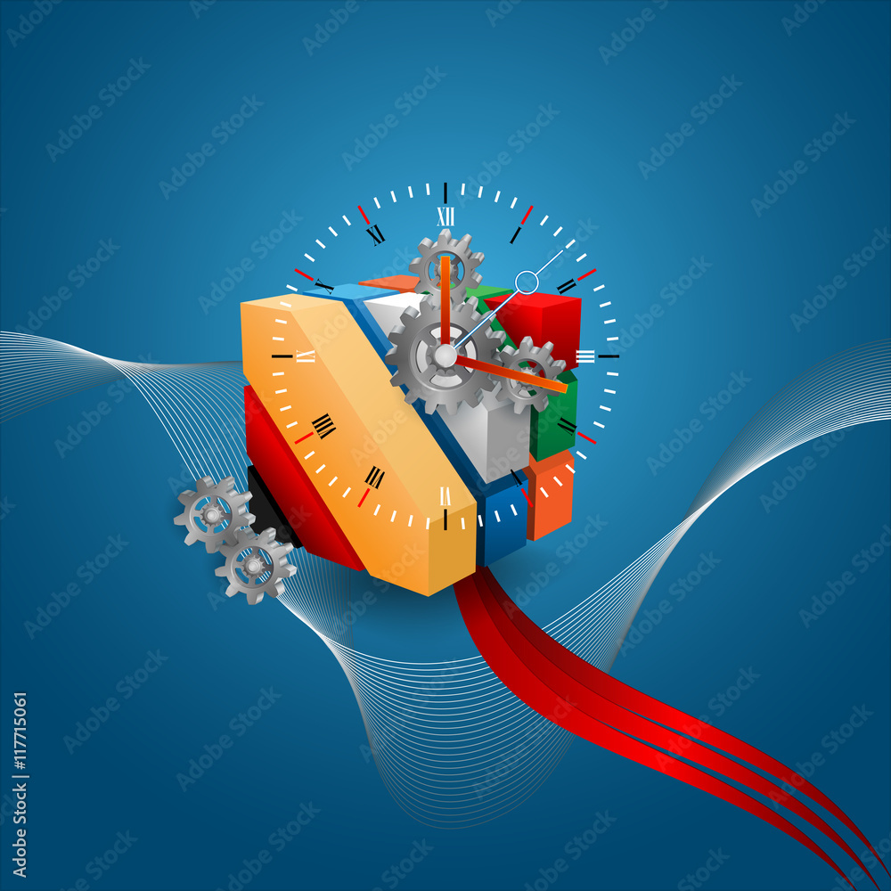 Abstract, design time concept idea, background with mechanical clocks ...