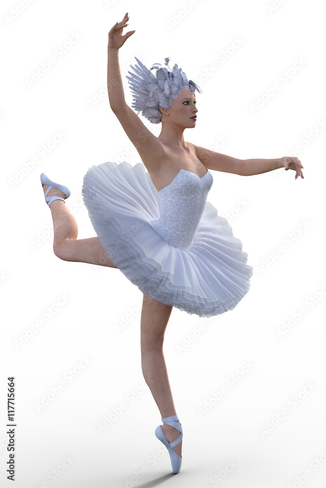 3d CG render of ballerina in classic fluffy outfit isolated on white ...