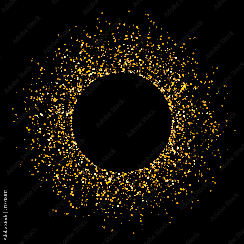 Vector golden glitter background with copy space. Golden star dust glam ...