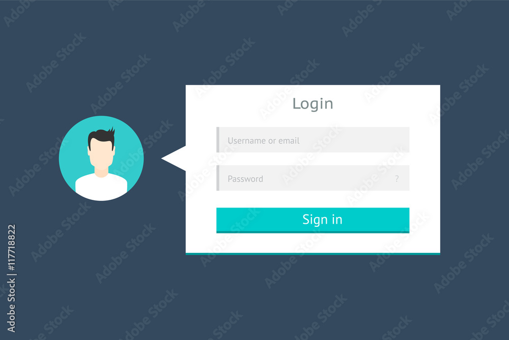 Flat blue user login form for websites and mobile apps Stock Vector ...