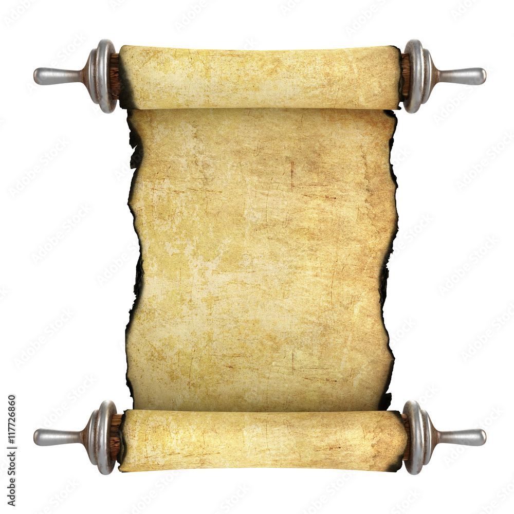 Vintage blank paper scroll isolated on white background with cop Stock ...