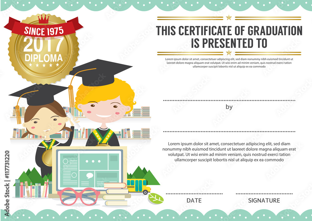 Diploma Certificate Template With Modern Pattern Vector Illustration ...