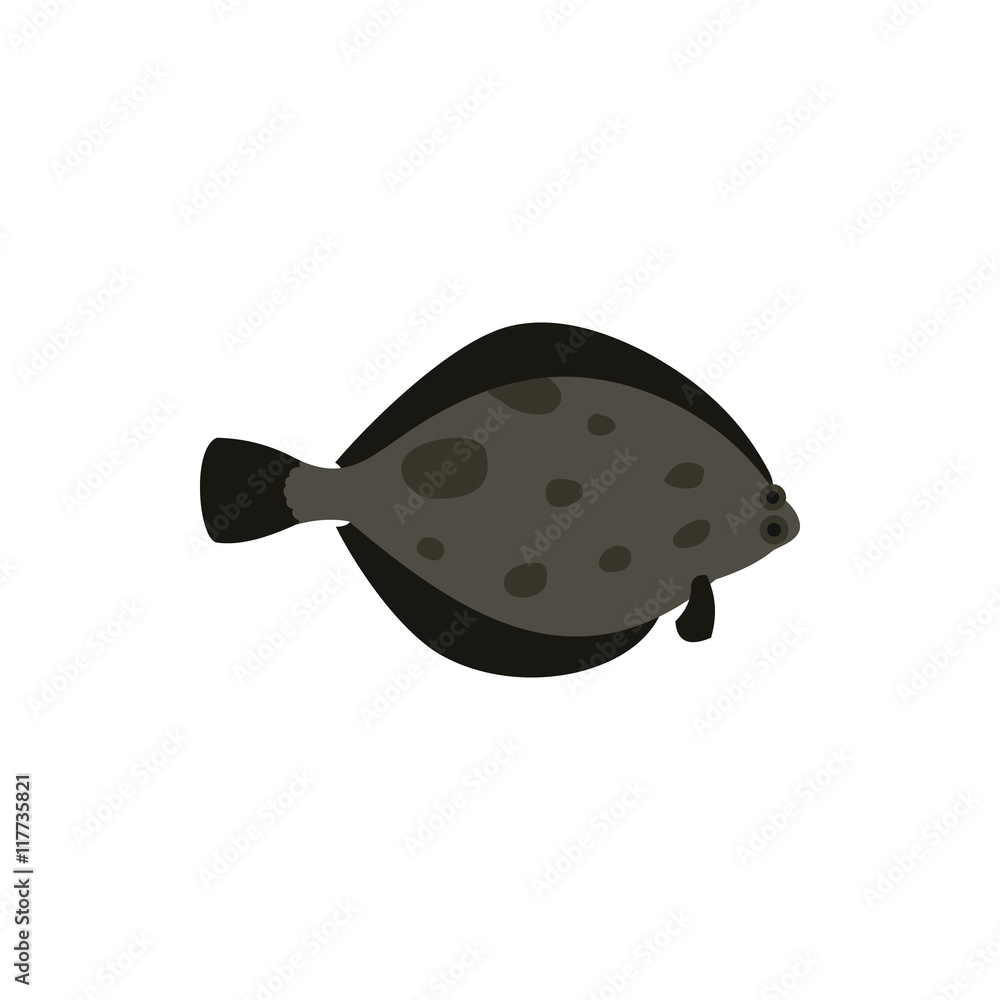 Flounder fish icon in flat style on a white background Stock Vector ...