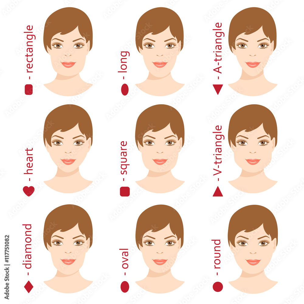 Set of different woman face shapes. 5 Stock Vector | Adobe Stock