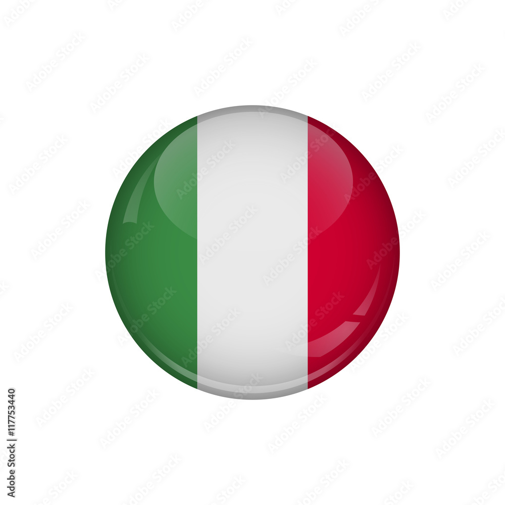 Flag of Italy. A round button with a glare. Round Flag emblem. Stock ...