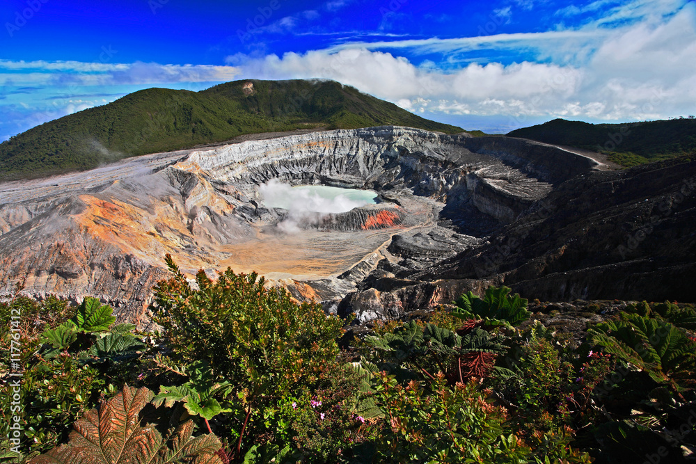The crater and the lake of the Poas volcano in Costa Rica. Volcano ...