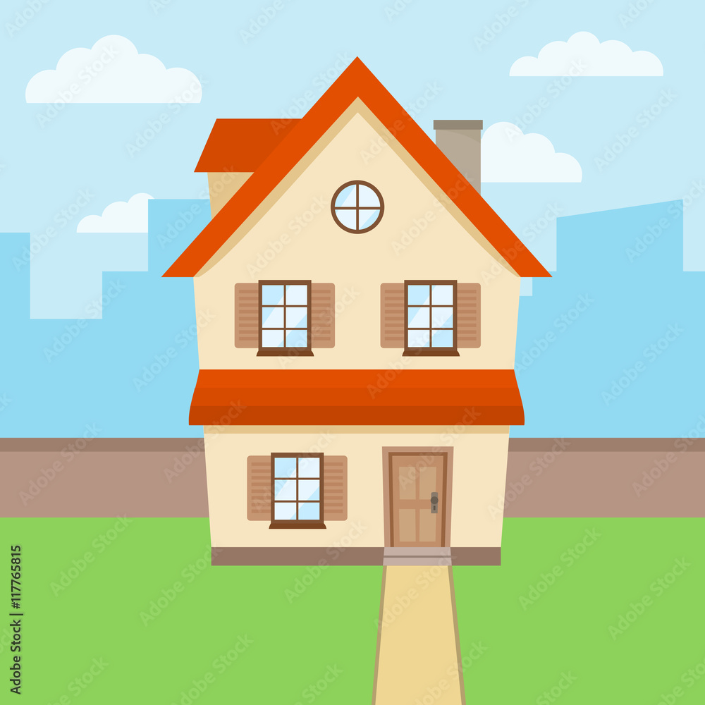 Cartoon house exterior Stock Vector | Adobe Stock