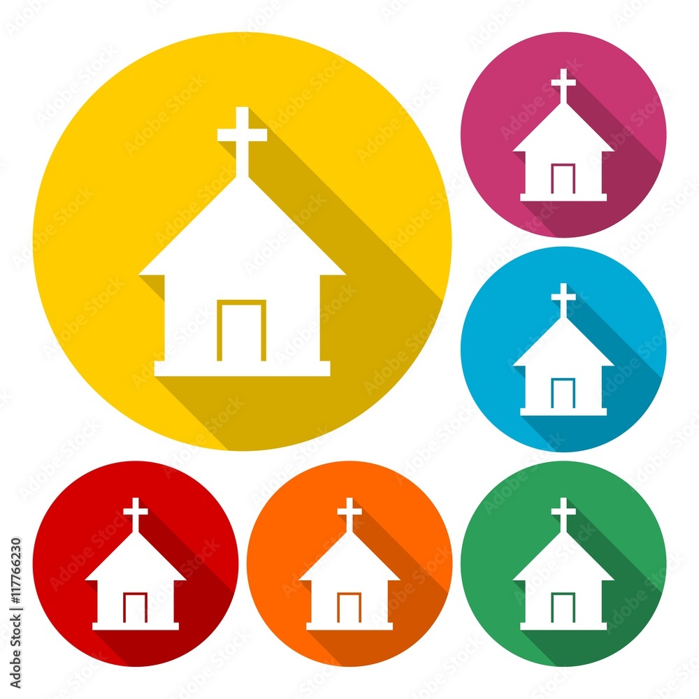 Church with cross symbol for download icons set Stock Vector | Adobe Stock