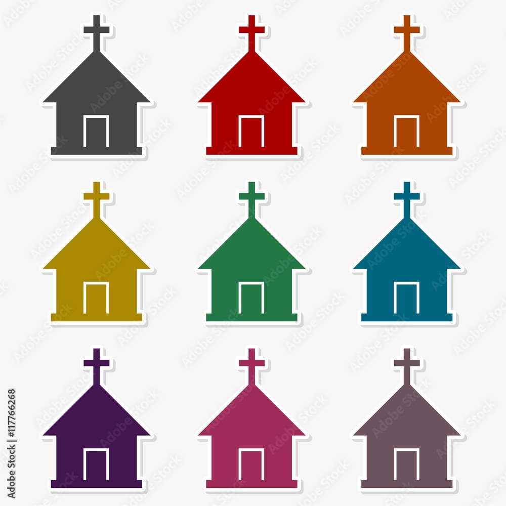 Church with cross symbol for download icons set Stock Vector | Adobe Stock