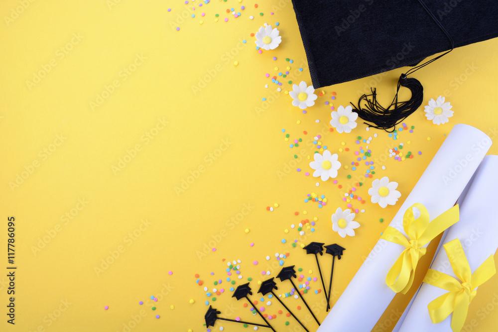 Yellow black and white theme graduation background Stock Photo | Adobe ...